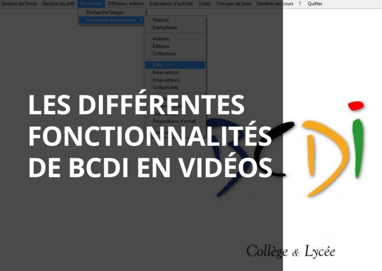 Les différentes fonctionnalités de BCDI en vidéos – Site disciplinaire ...
